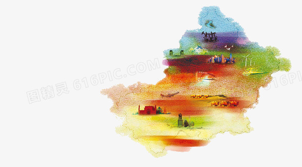 创意新疆地图图片免费下载_PNG素材_编号1yqi59y0y_图精灵